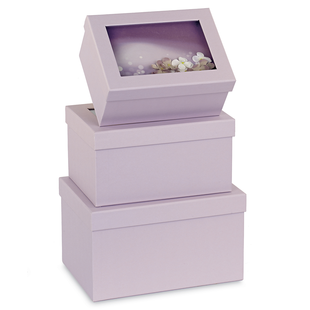 Casolaro Hotellerie Spa | Set of 3 lilac boxes with glass lid