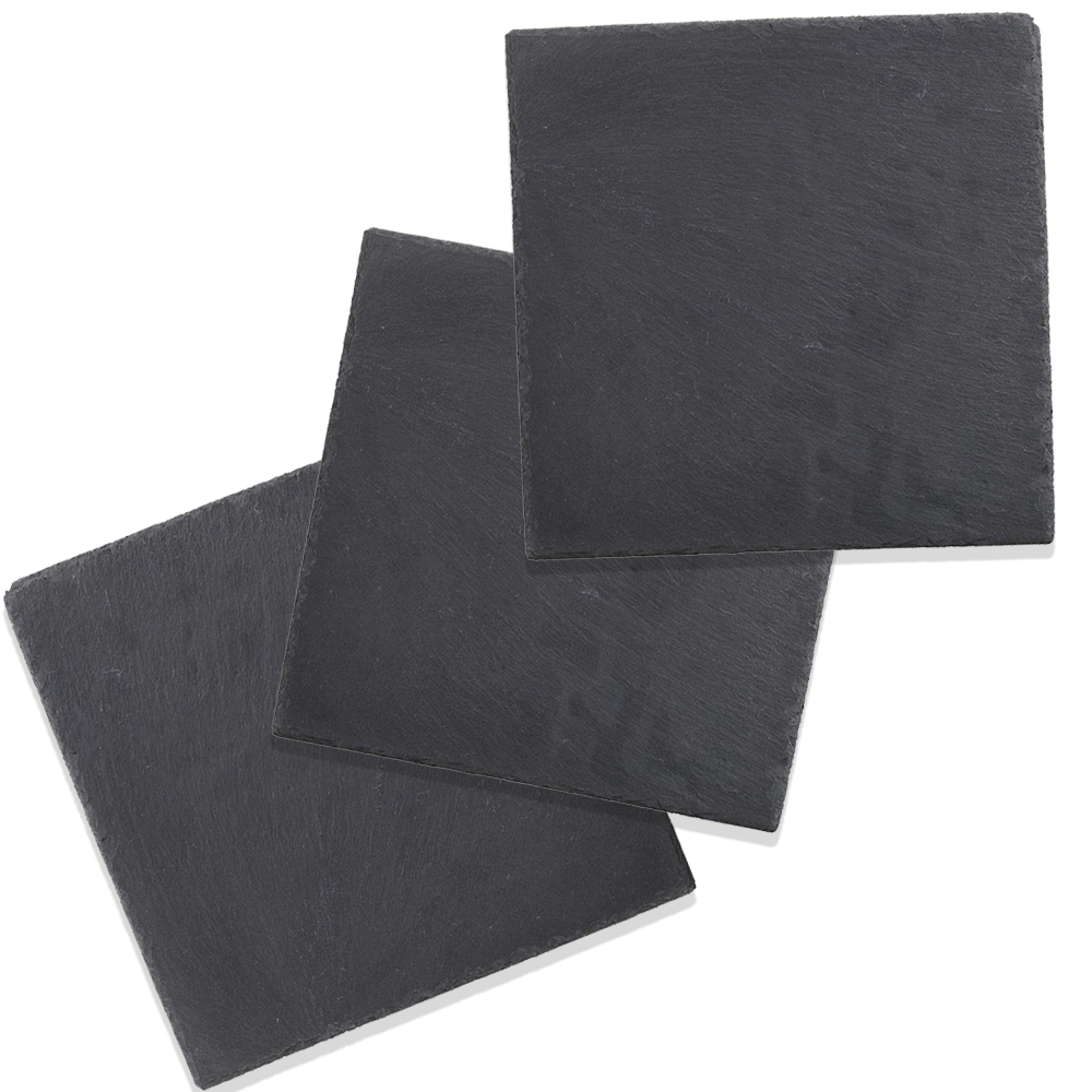 Set of 3 square plates in natural slate cm 14Casolaro Hotellerie SpA ...